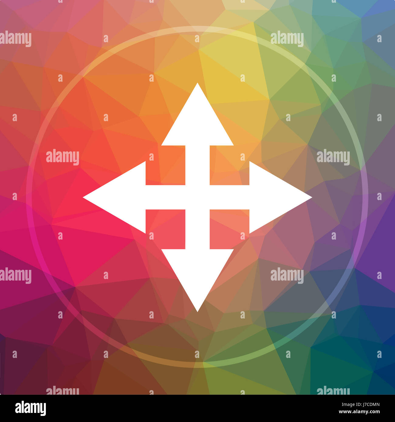 Full screen icon. Full screen website button on low poly background ...