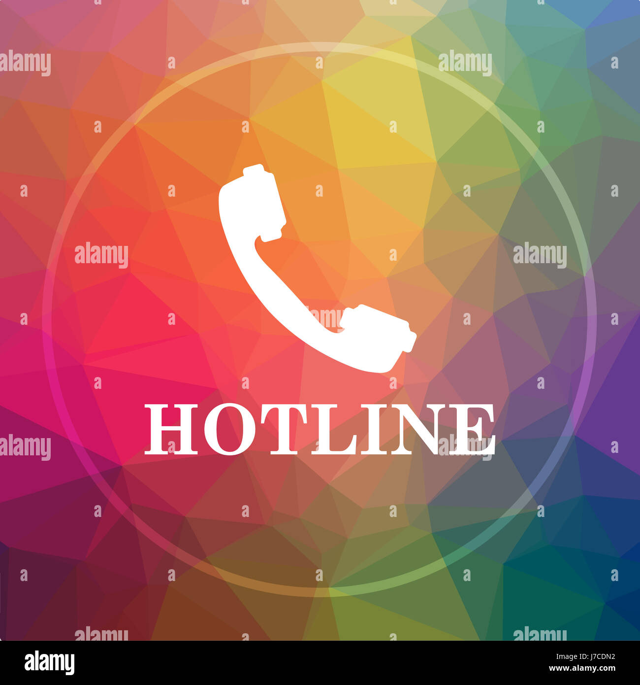 Hotline icon. Hotline website button on low poly background Stock Photo ...