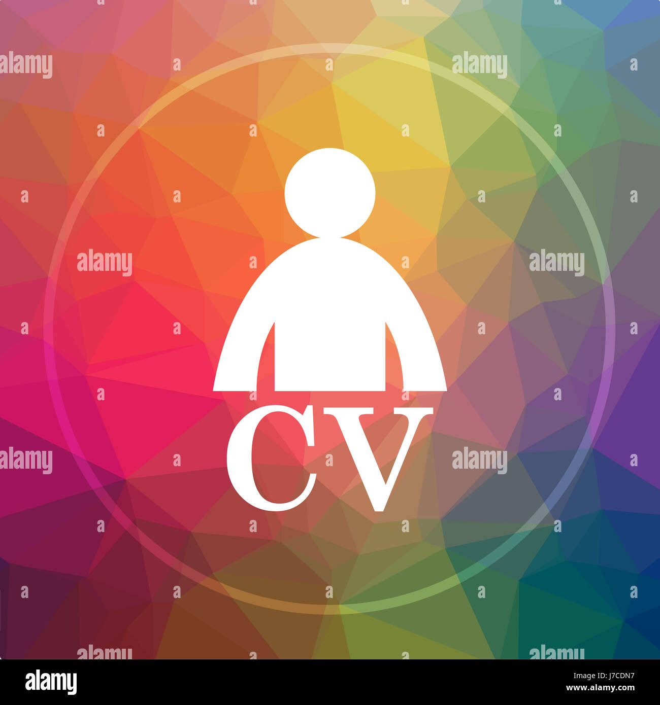 CV icon. CV website button on low poly background Stock Photo - Alamy