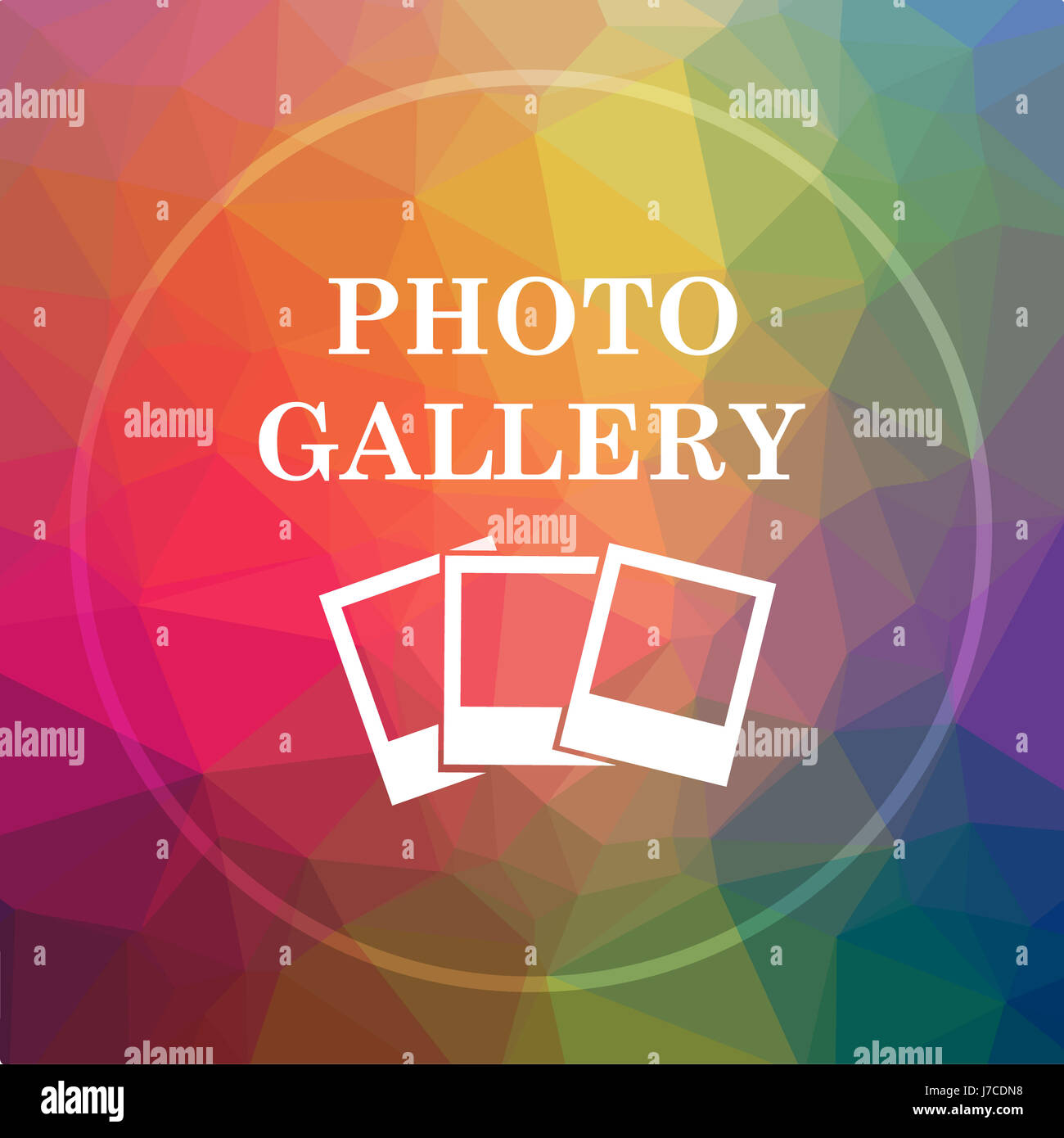 Photo gallery icon. Photo gallery website button on low poly background ...
