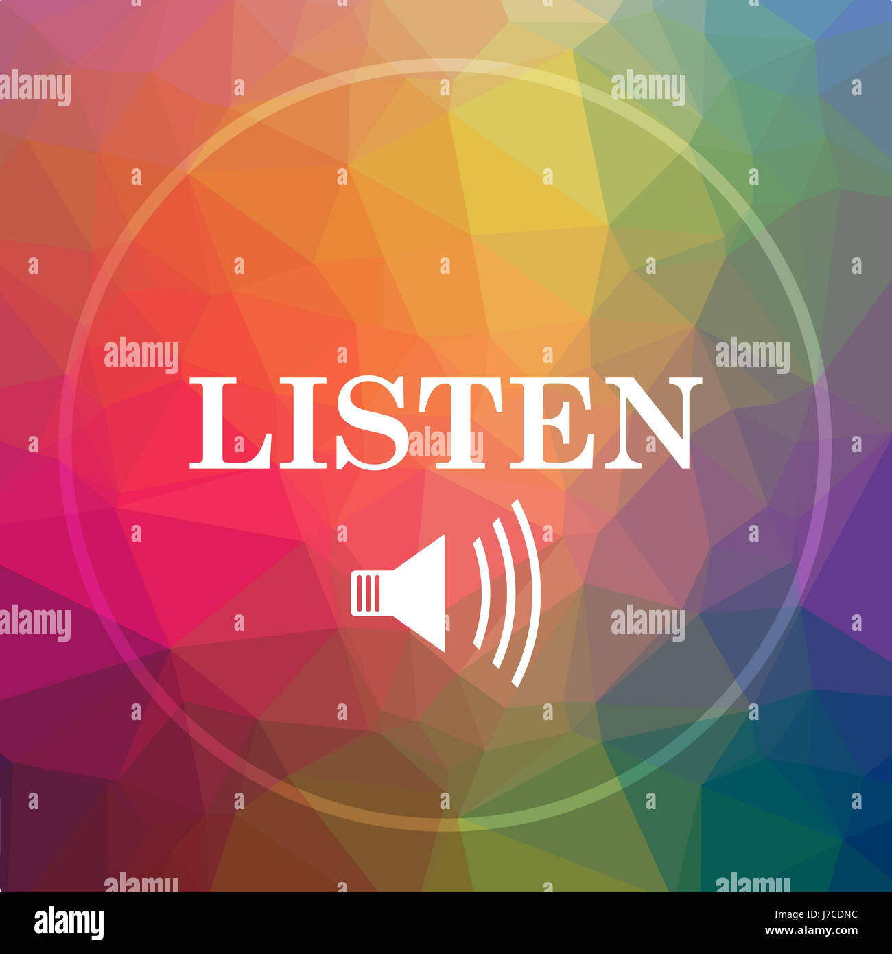 Listen icon. Listen website button on low poly background Stock Photo ...