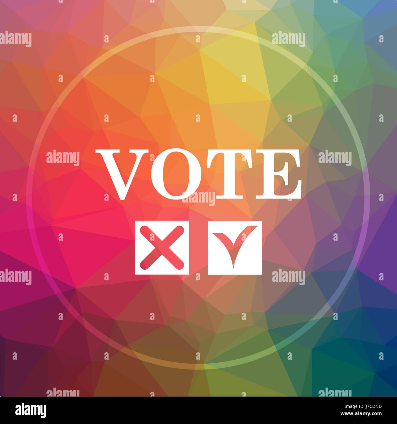 Vote icon. Vote website button on low poly background Stock Photo - Alamy