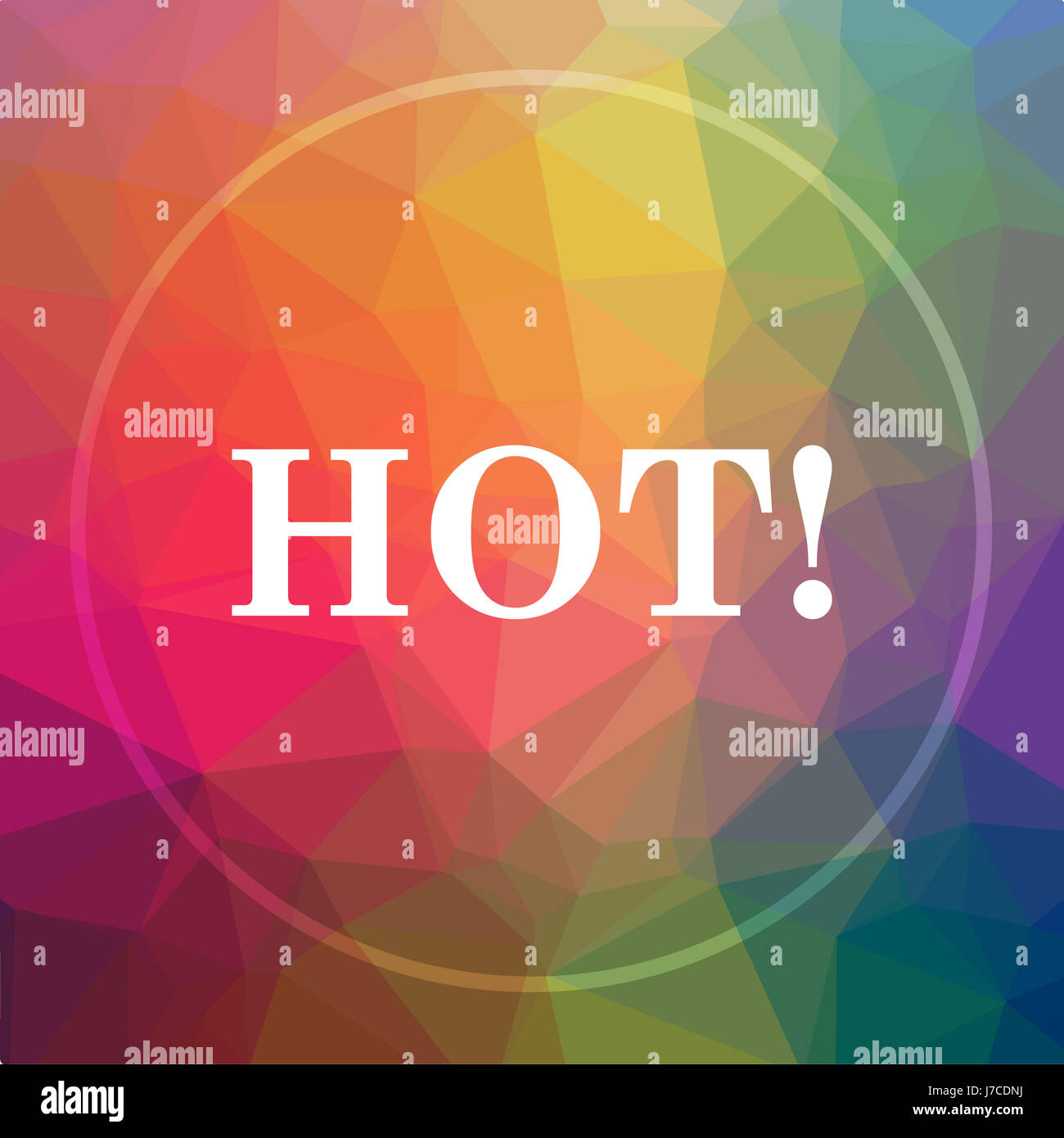Hot icon. Hot website button on low poly background Stock Photo - Alamy