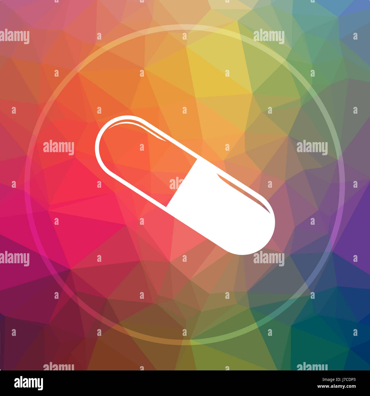 Pill icon. Pill website button on low poly background Stock Photo - Alamy