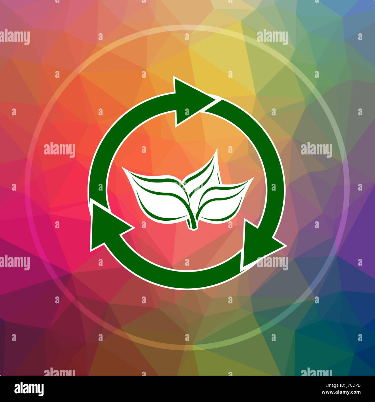 Recycle arrows icon. Recycle arrows website button on low poly ...