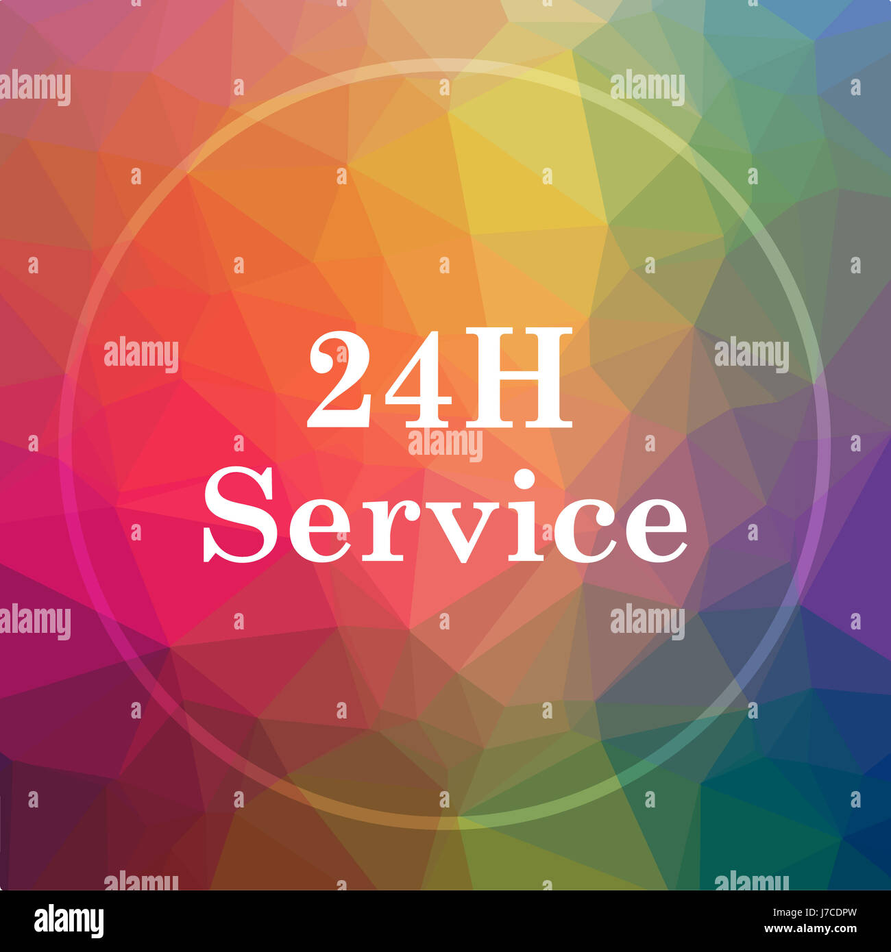 24H Service icon. 24H Service website button on low poly background ...