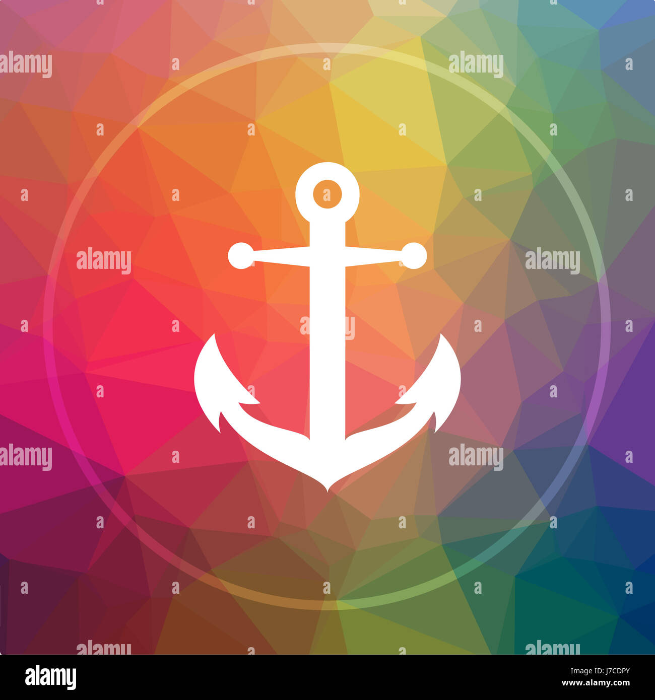 Anchor icon. Anchor website button on low poly background Stock Photo ...