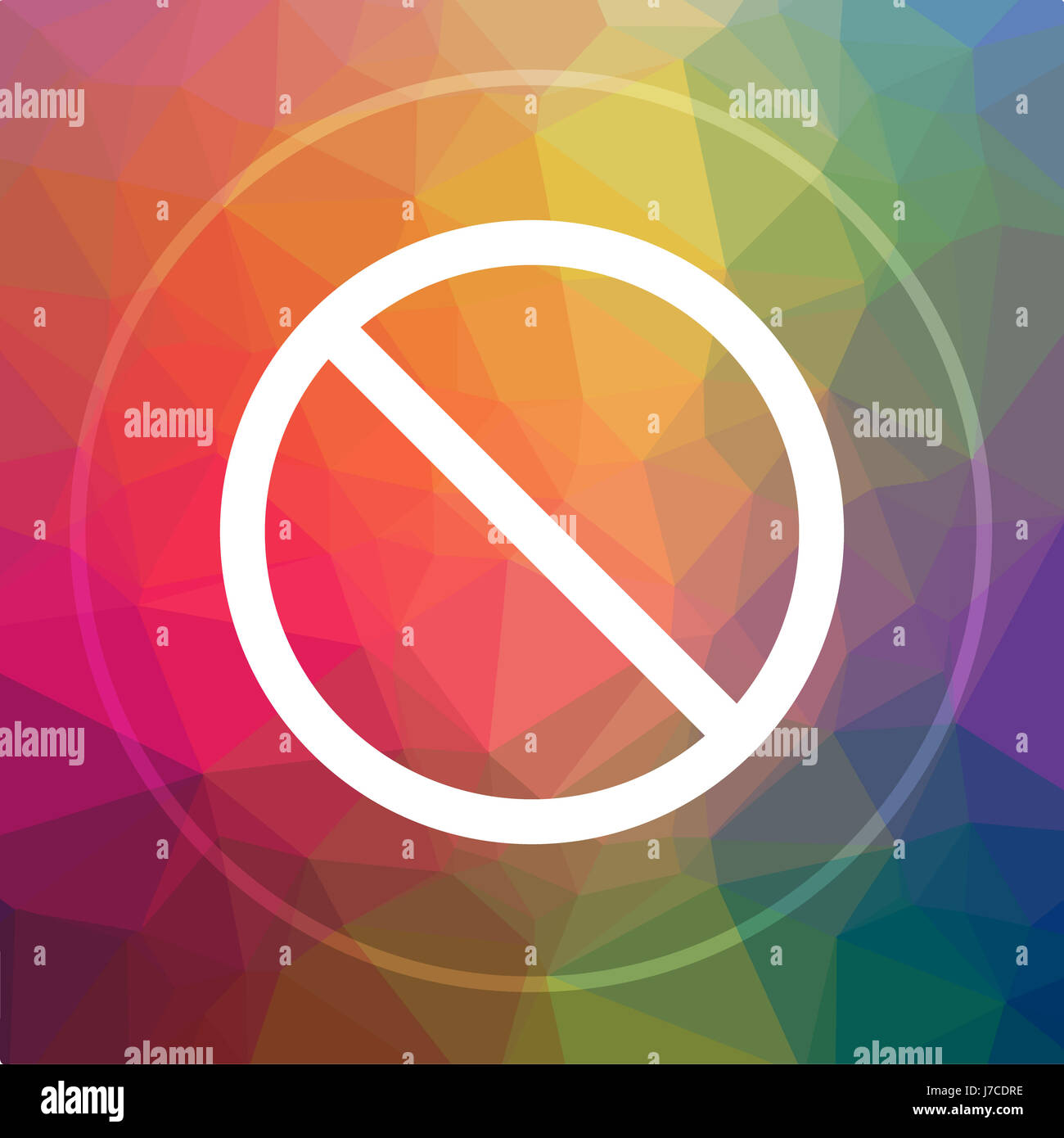 Forbidden icon. Forbidden website button on low poly background Stock ...