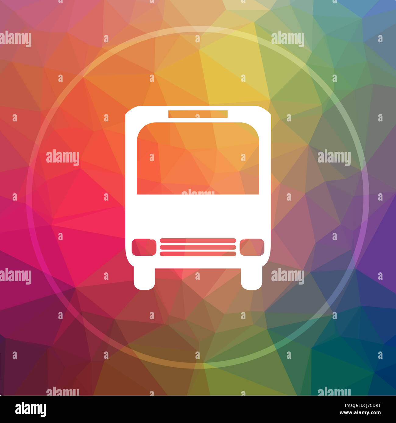 Bus icon. Bus website button on low poly background Stock Photo - Alamy