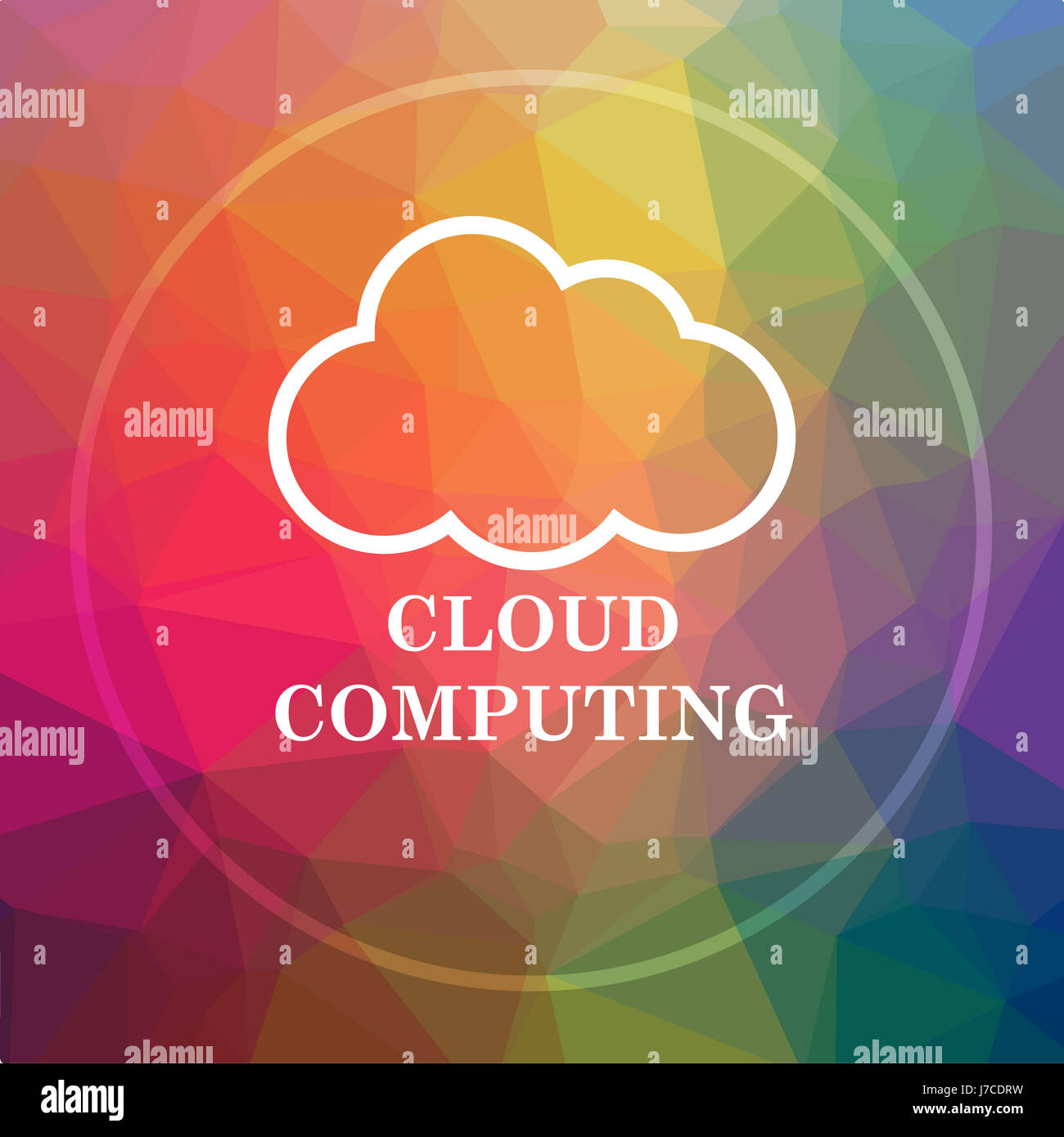 Cloud computing icon. Cloud computing website button on low poly background Stock Photo - Alamy