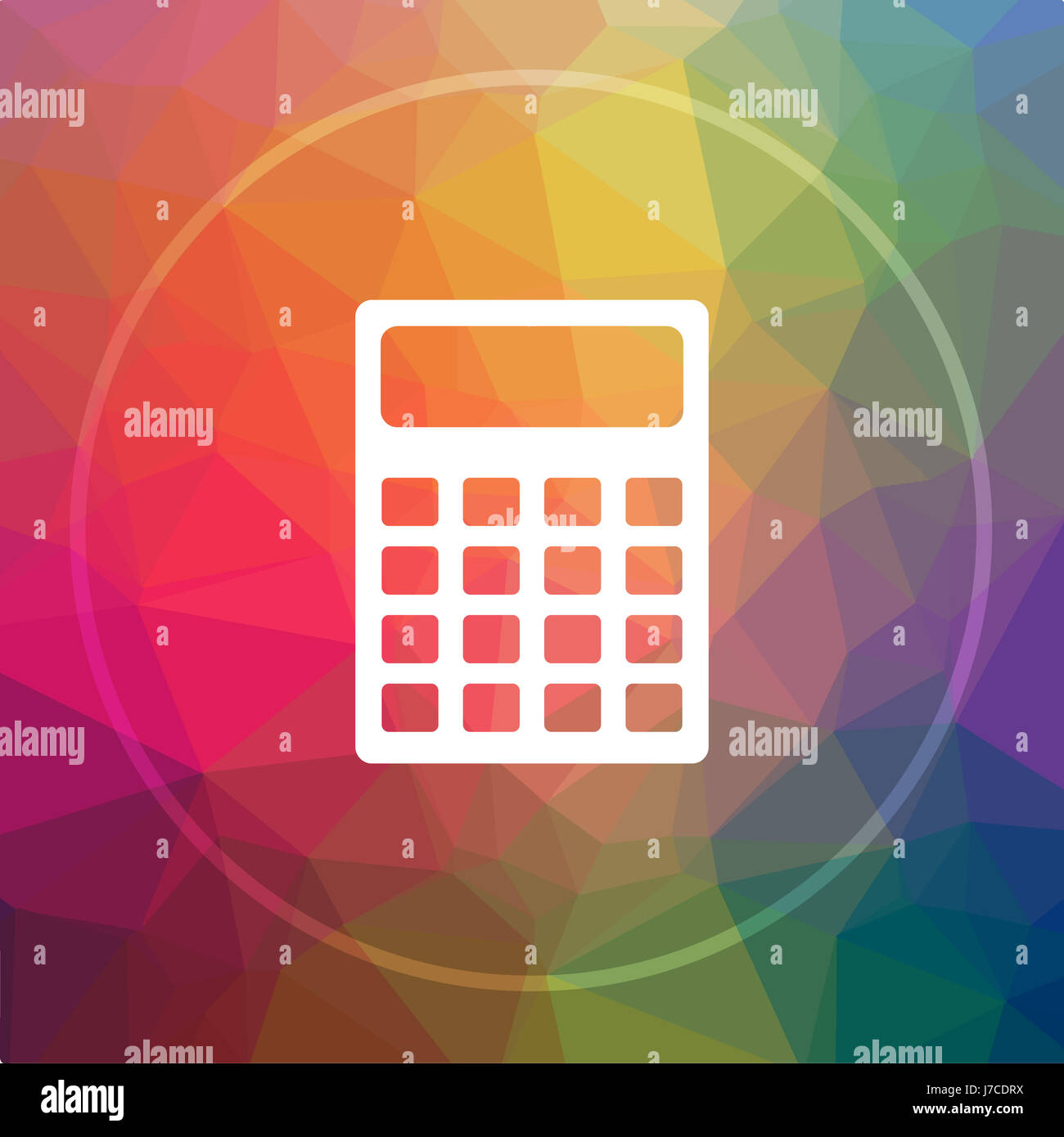 Calculator icon. Calculator website button on low poly background Stock ...