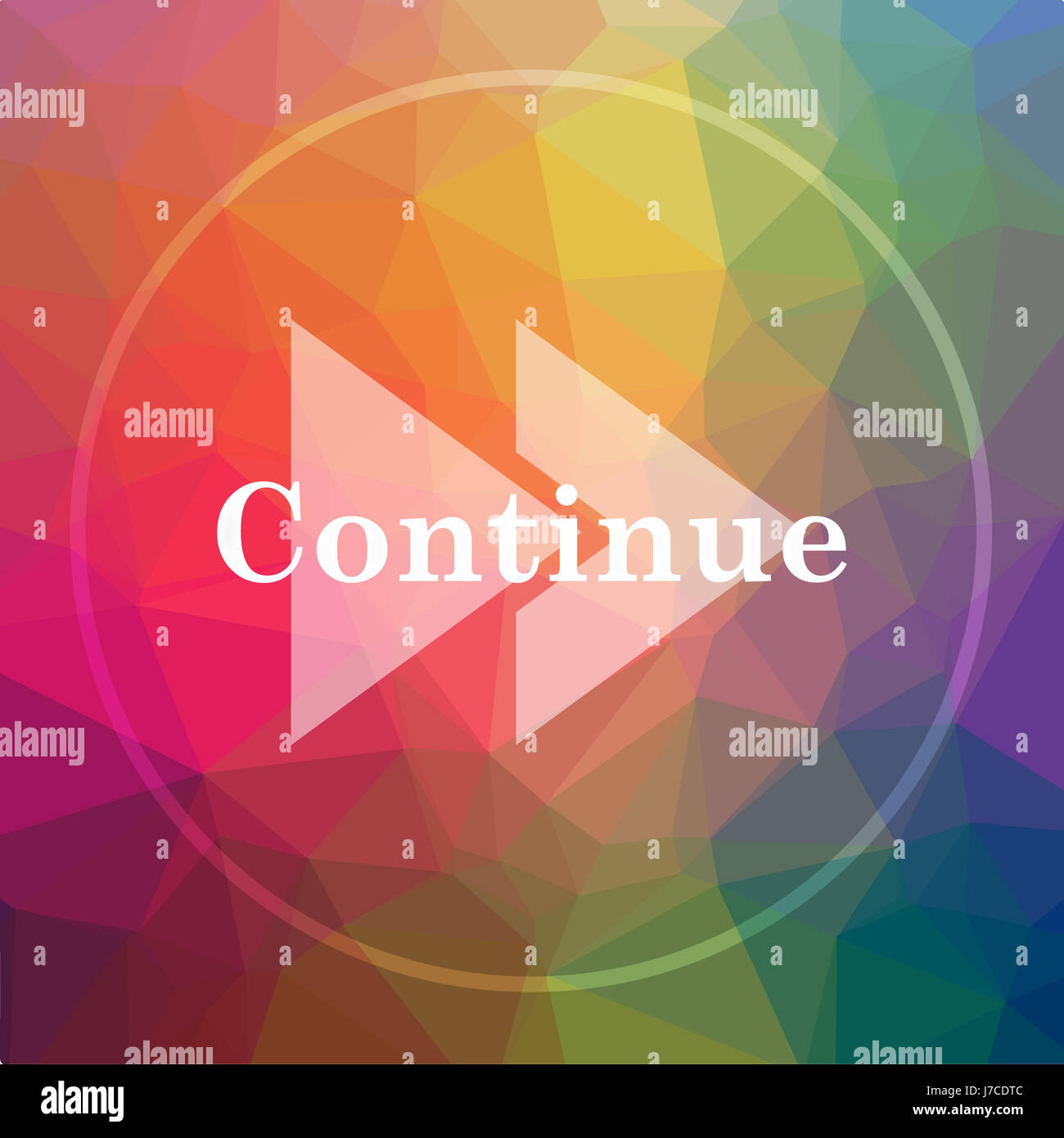 Continue icon. Continue website button on low poly background Stock ...