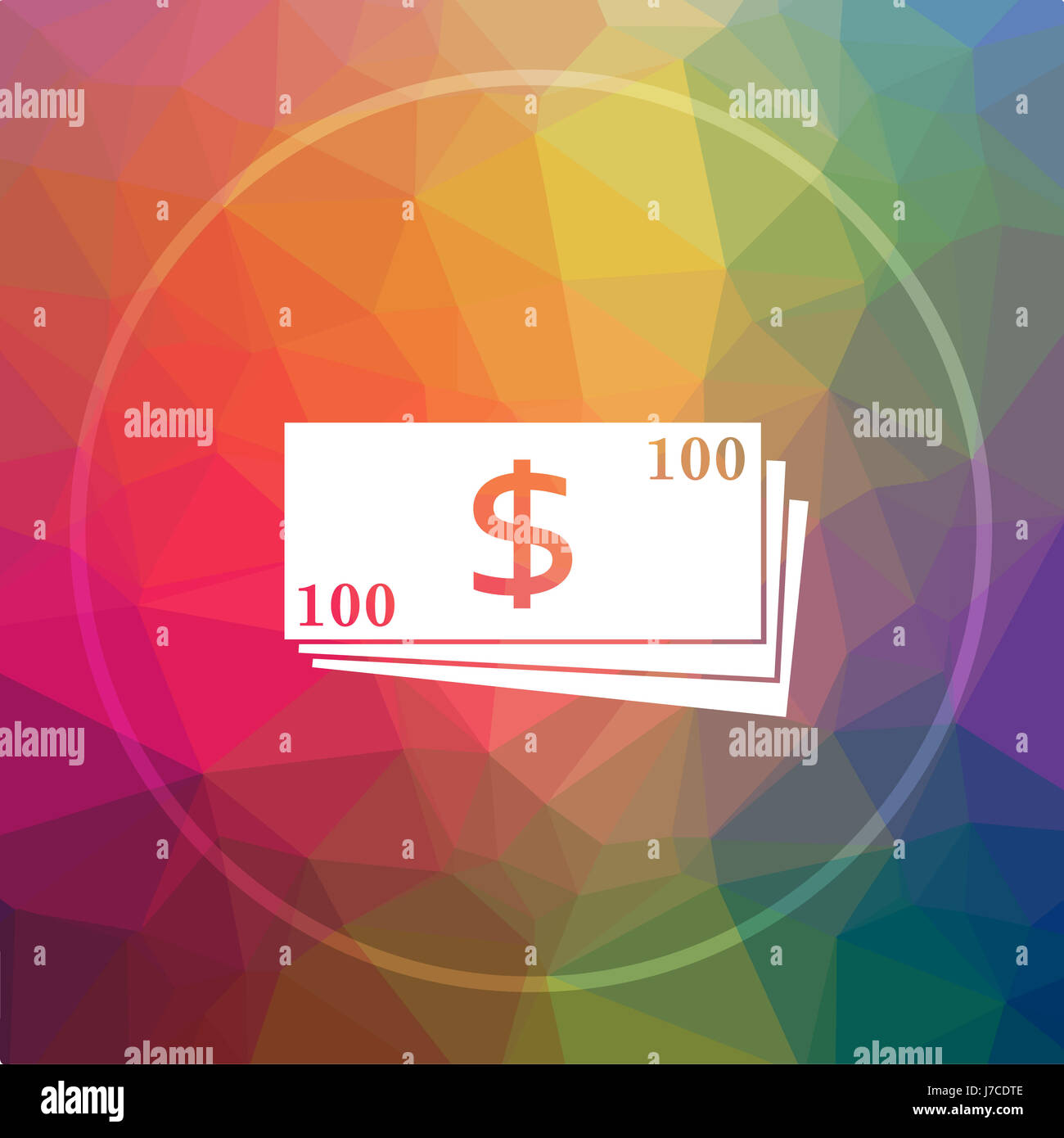 Money icon. Money website button on low poly background Stock Photo - Alamy