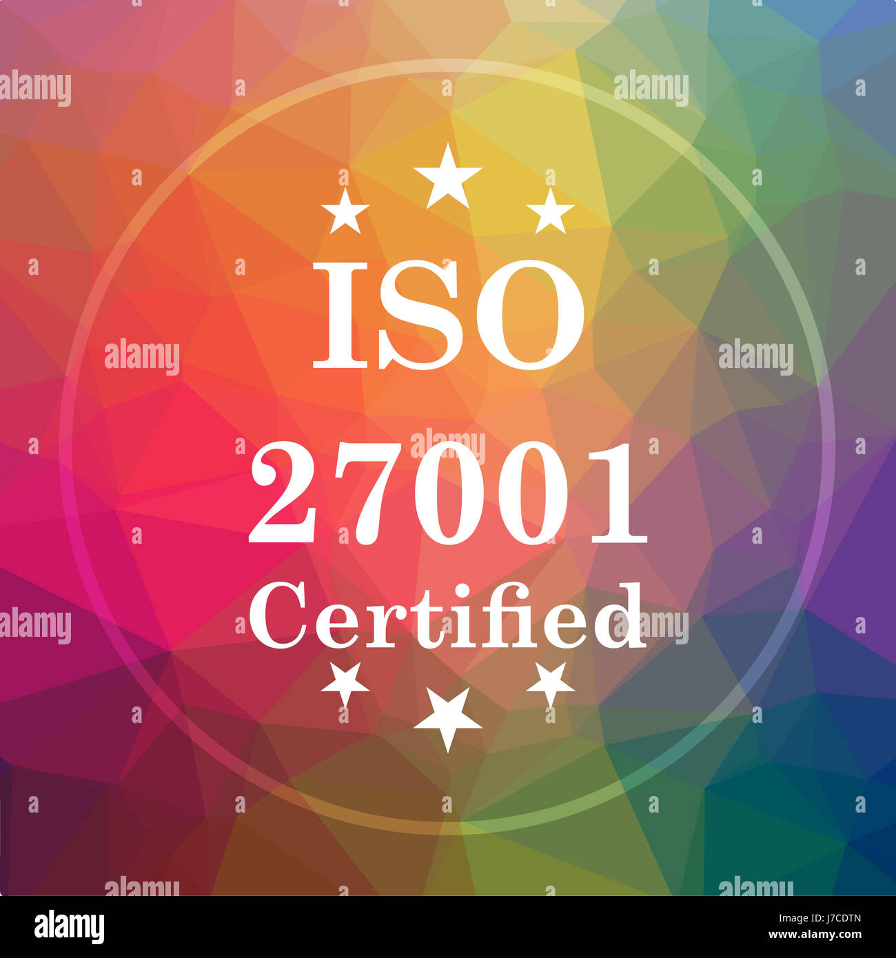 ISO 27001 icon. ISO 27001 website button on low poly background Stock ...