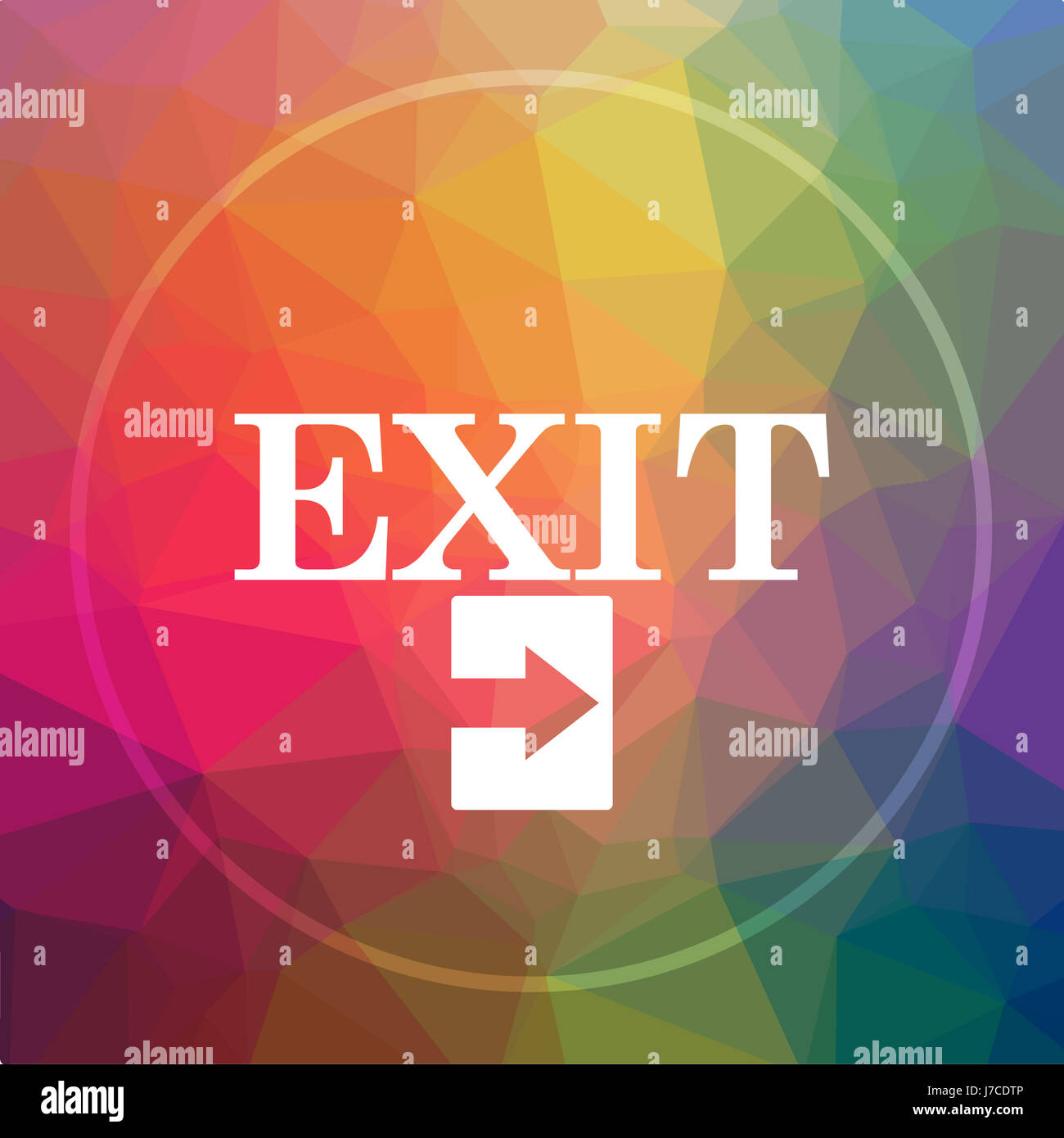 Exit icon. Exit website button on low poly background Stock Photo - Alamy