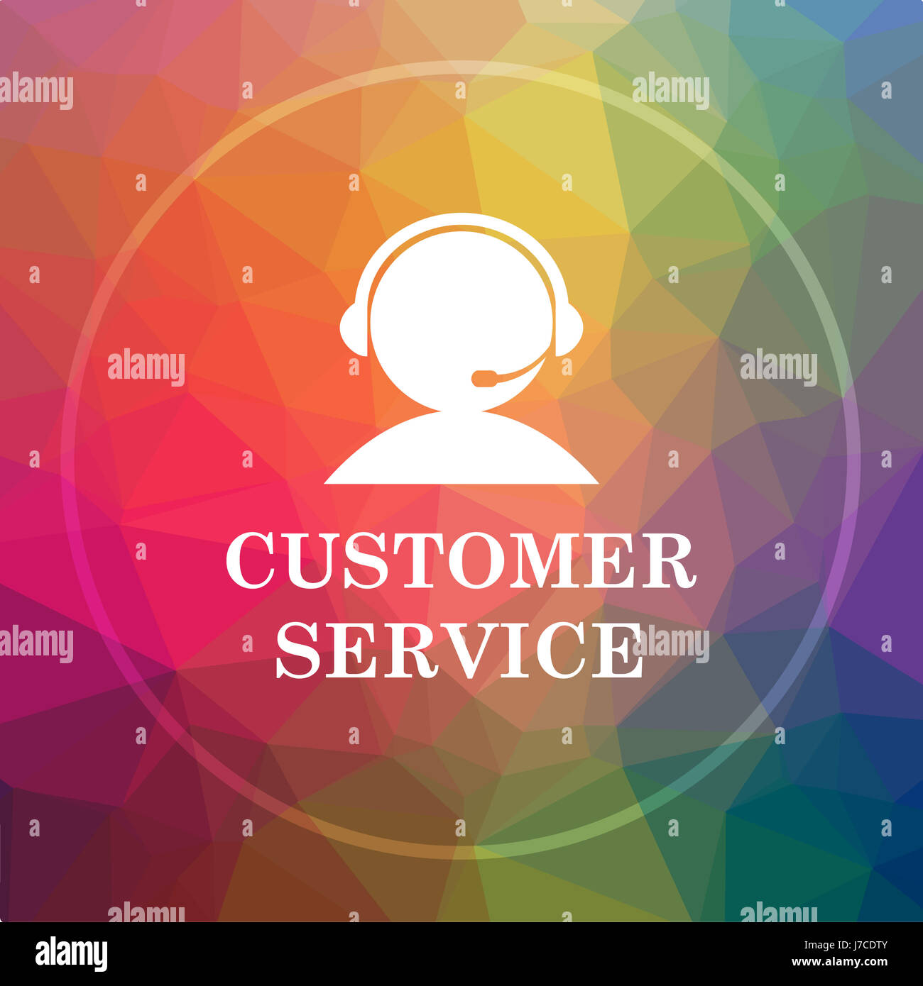 Customer service icon. Customer service website button on low poly ...