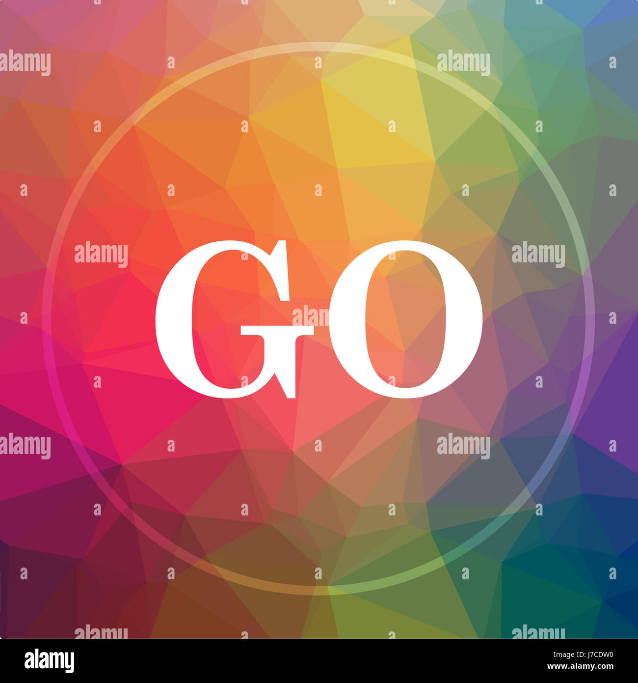 GO icon. GO website button on low poly background Stock Photo - Alamy