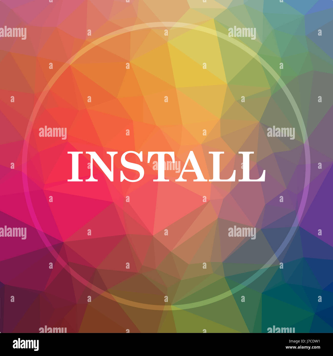 Install icon. Install website button on low poly background Stock Photo ...