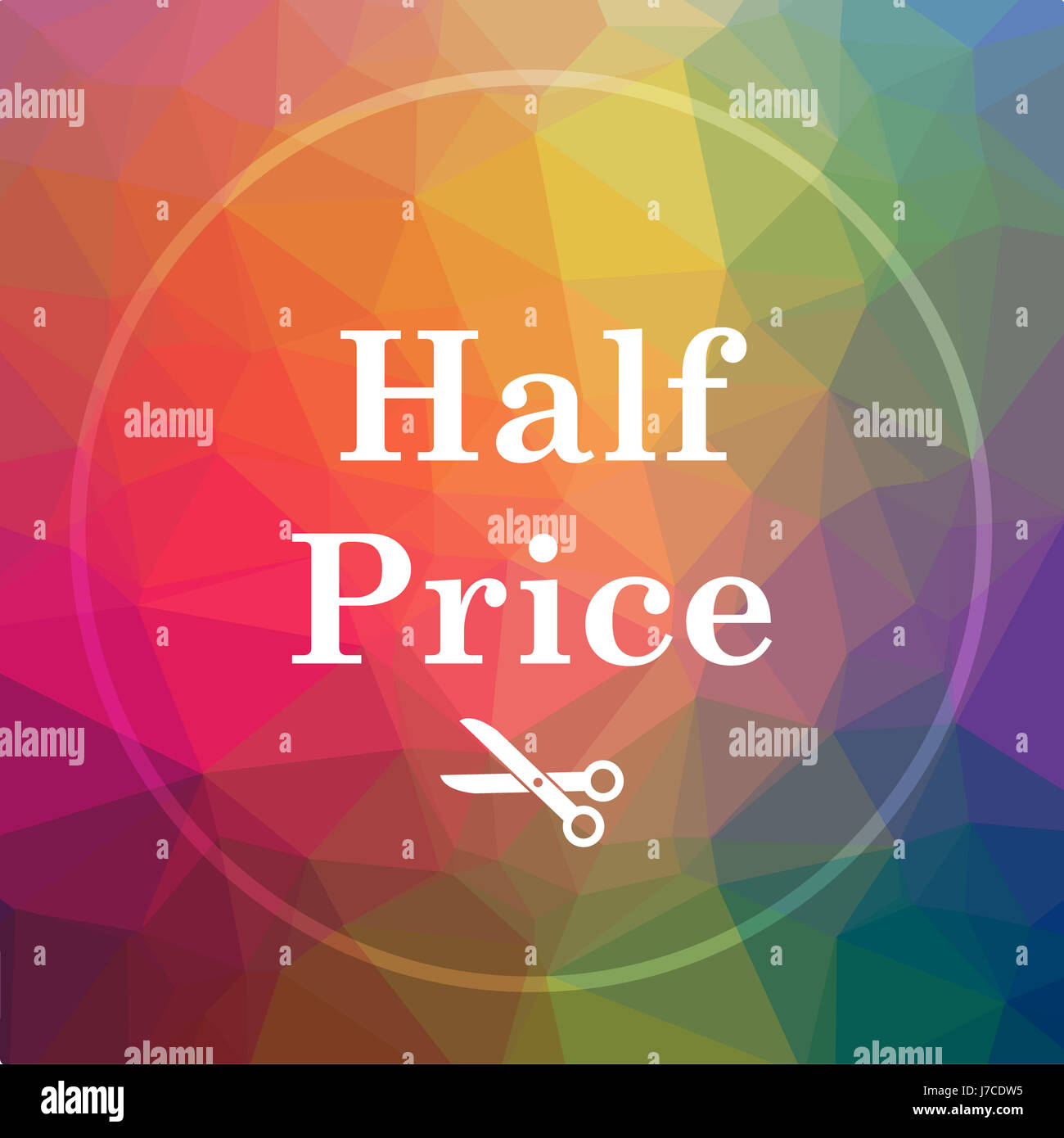 Half price icon. Half price website button on low poly background Stock ...