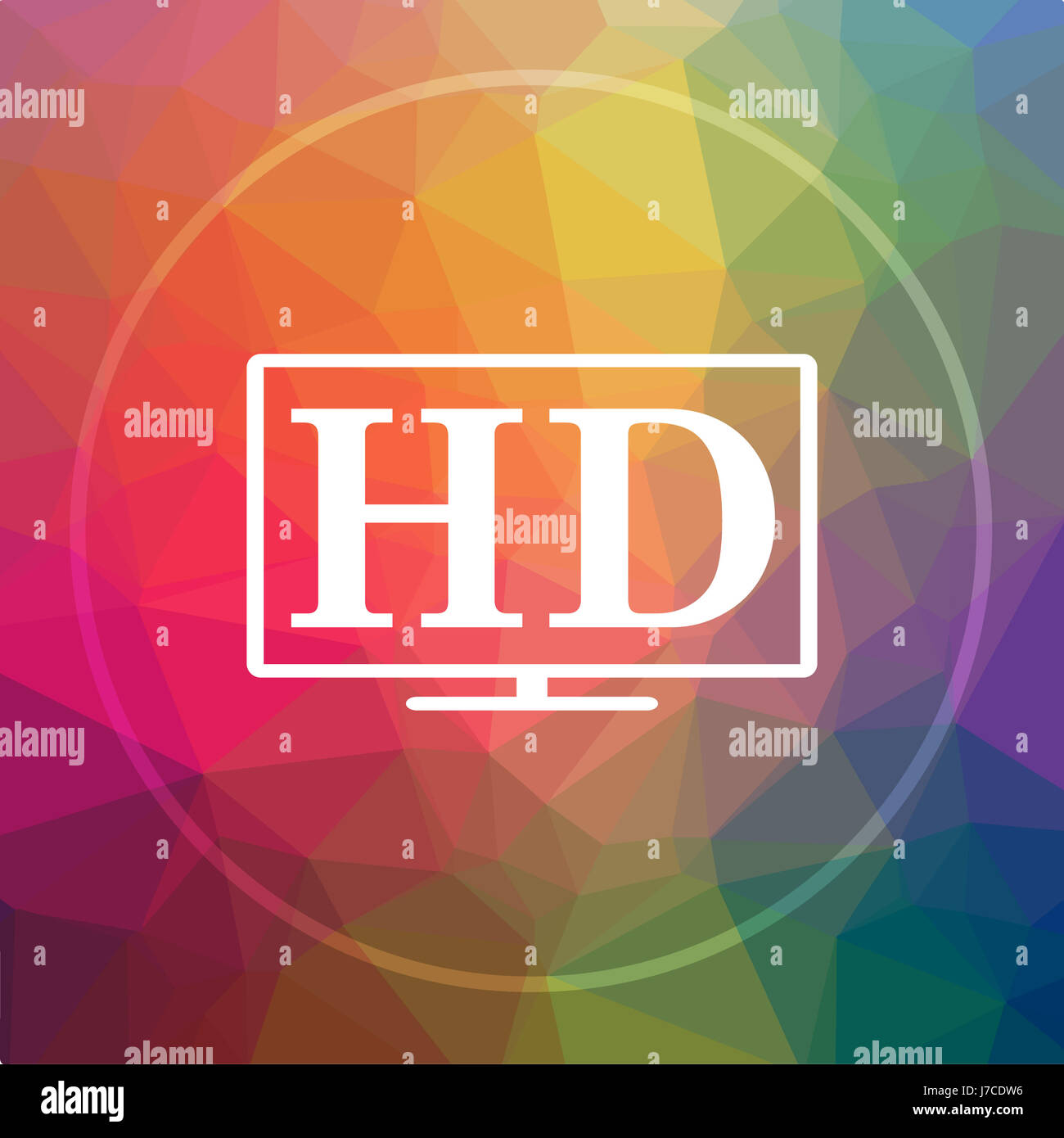 HD TV icon. HD TV website button on low poly background Stock Photo - Alamy
