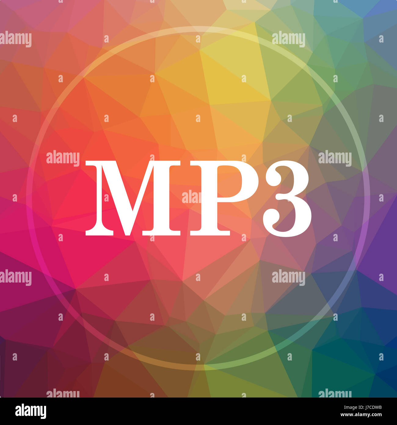 MP3 icon. MP3 website button on low poly background Stock Photo - Alamy