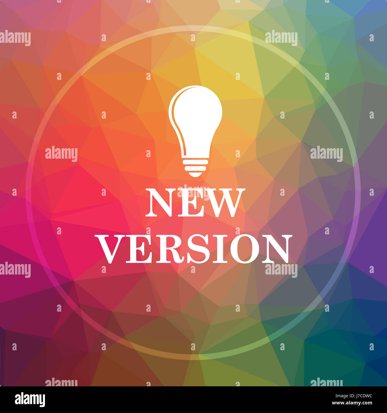 New version icon. New version website button on low poly background ...