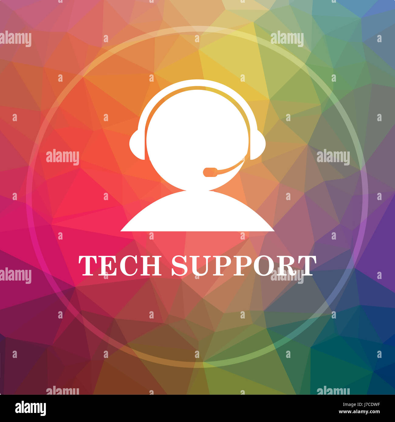 Tech support icon. Tech support website button on low poly background ...