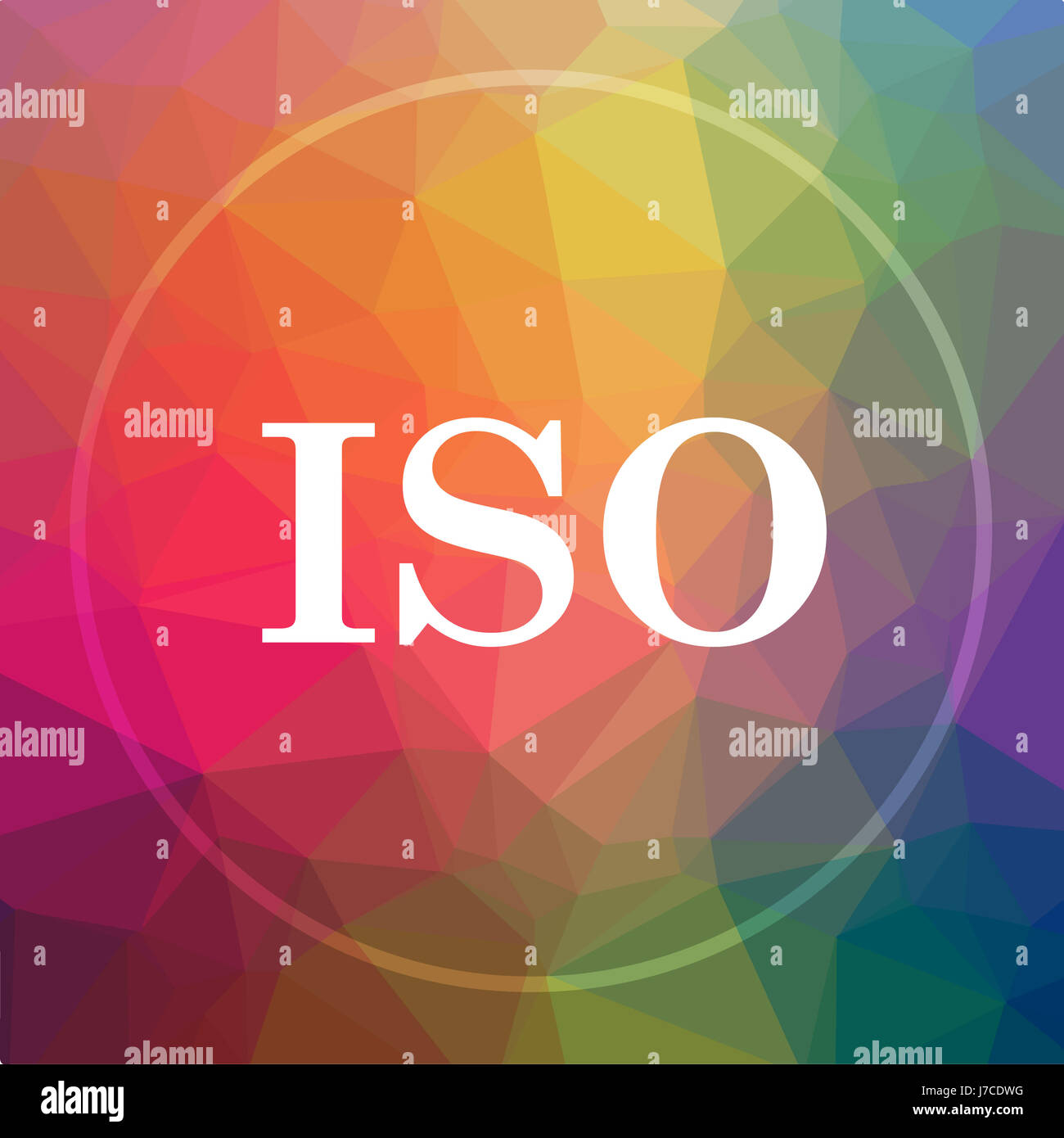 ISO icon. ISO website button on low poly background Stock Photo - Alamy