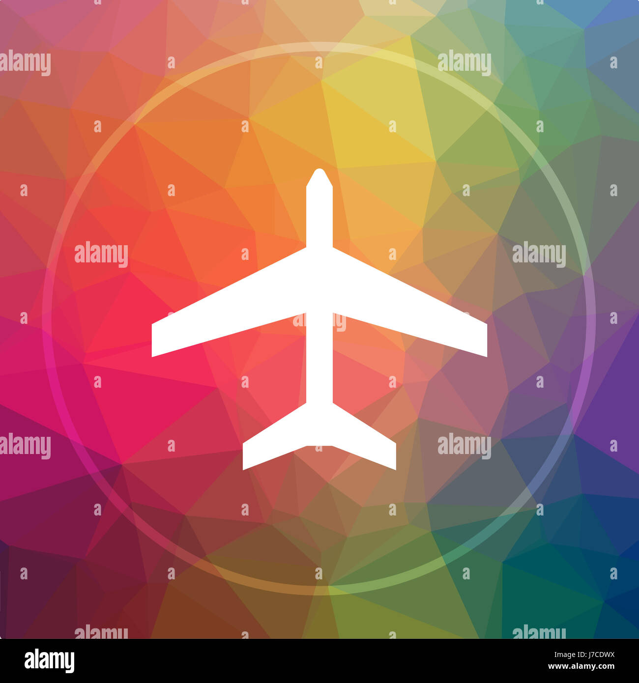 Plane icon. Plane website button on low poly background Stock Photo - Alamy
