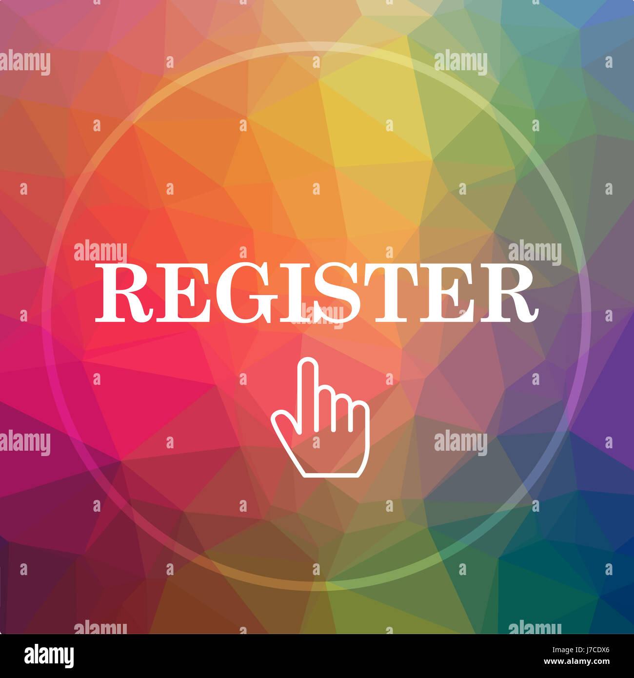 Register icon. Register website button on low poly background Stock ...