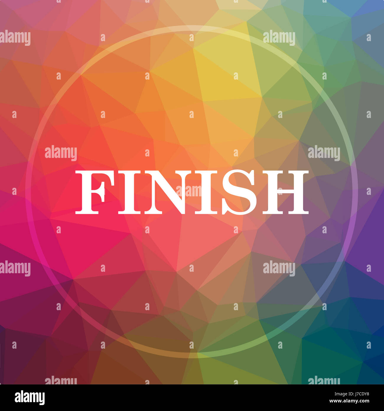Finish icon. Finish website button on low poly background Stock Photo ...