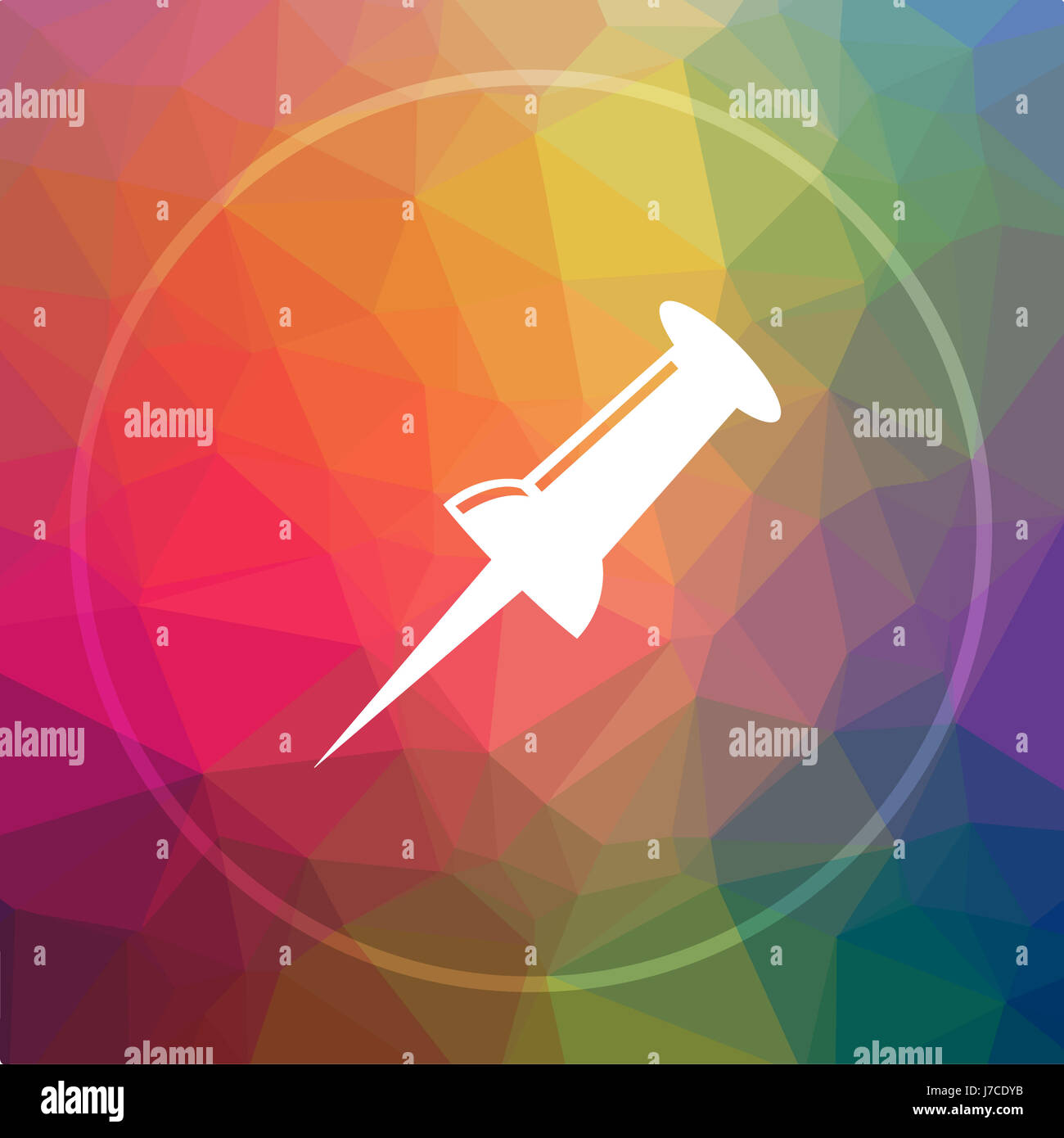 Pin icon. Pin website button on low poly background Stock Photo - Alamy