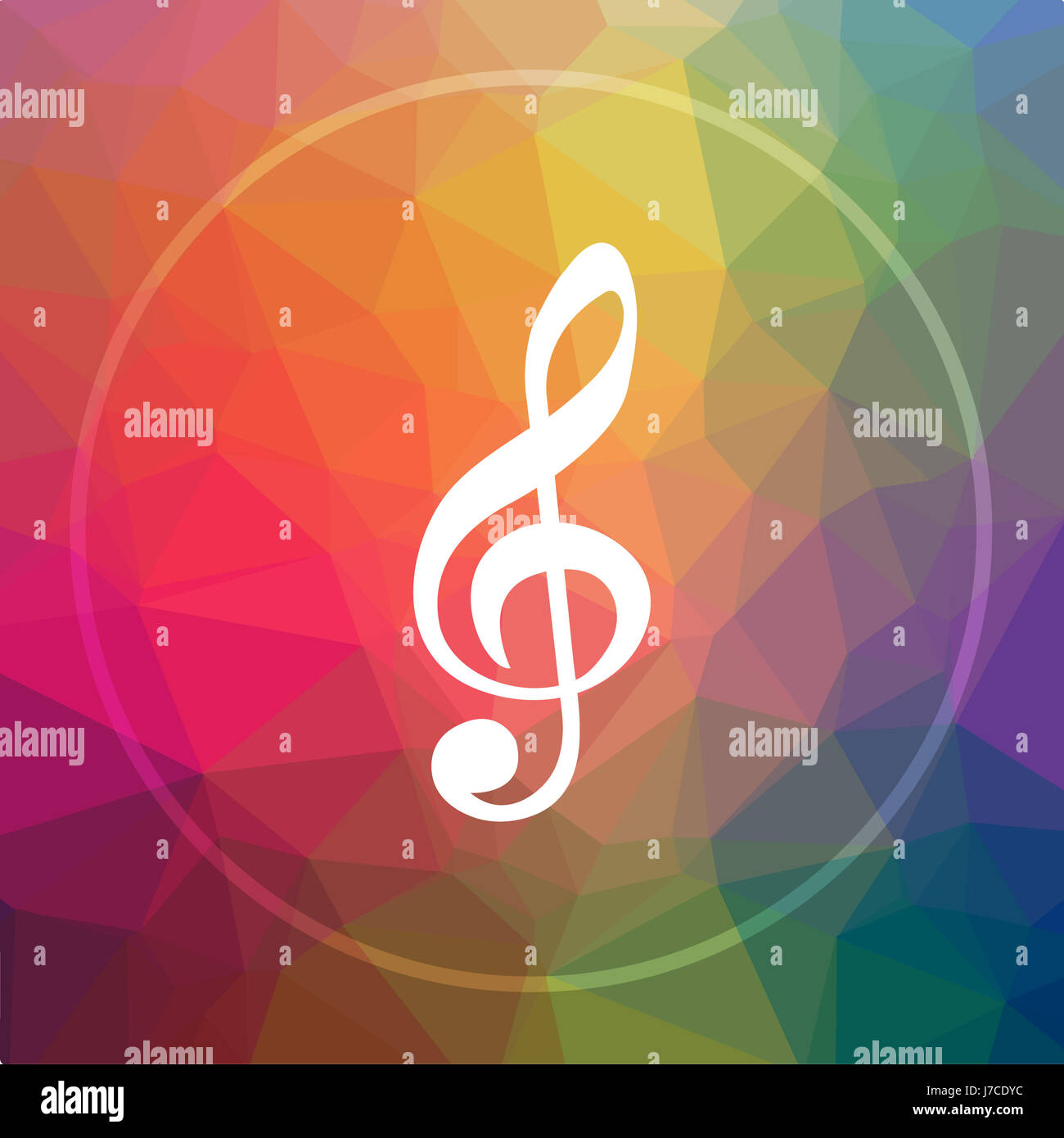 Musical note icon. Musical note website button on low poly background ...