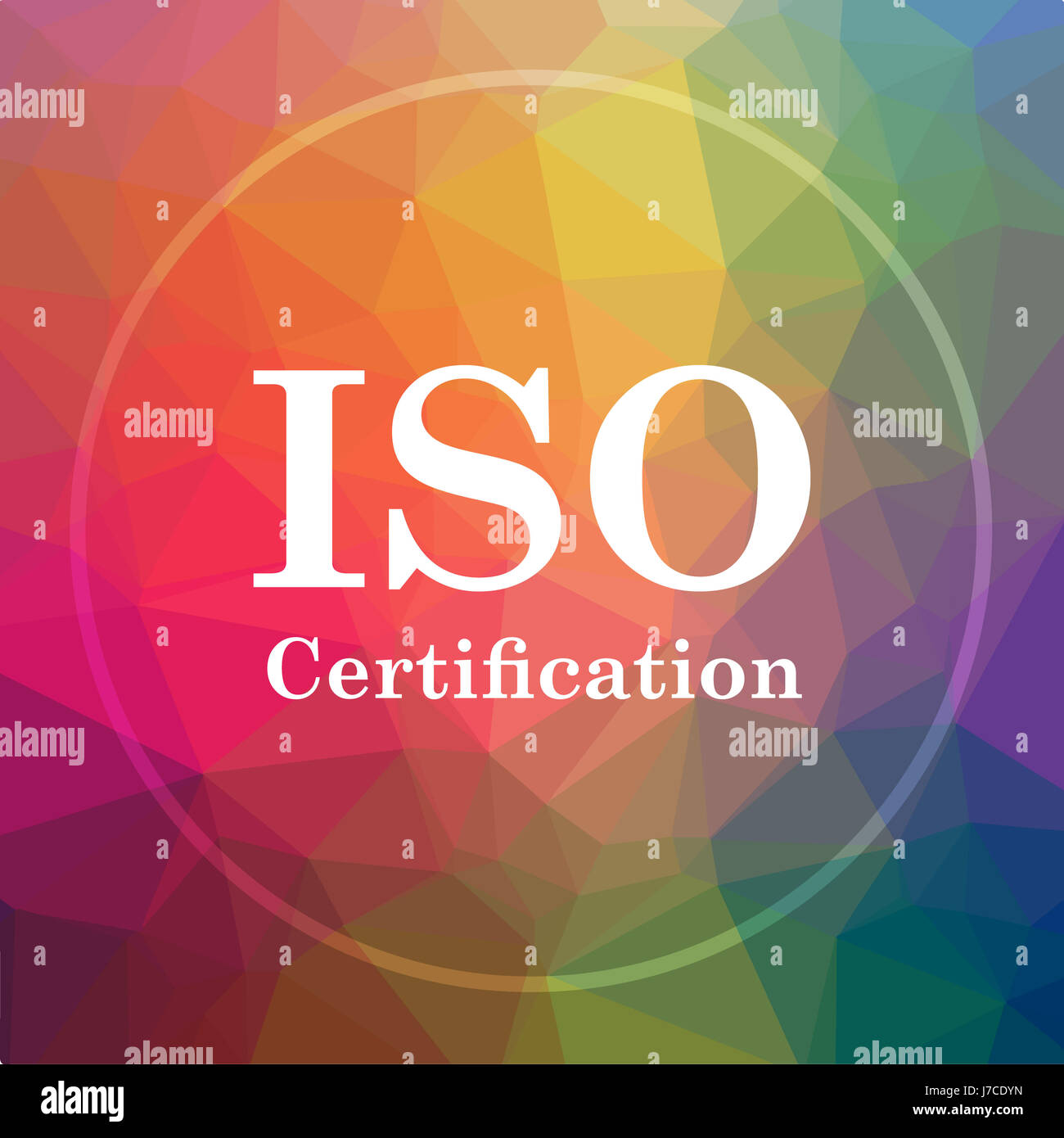 ISO certification icon. ISO certification website button on low poly ...