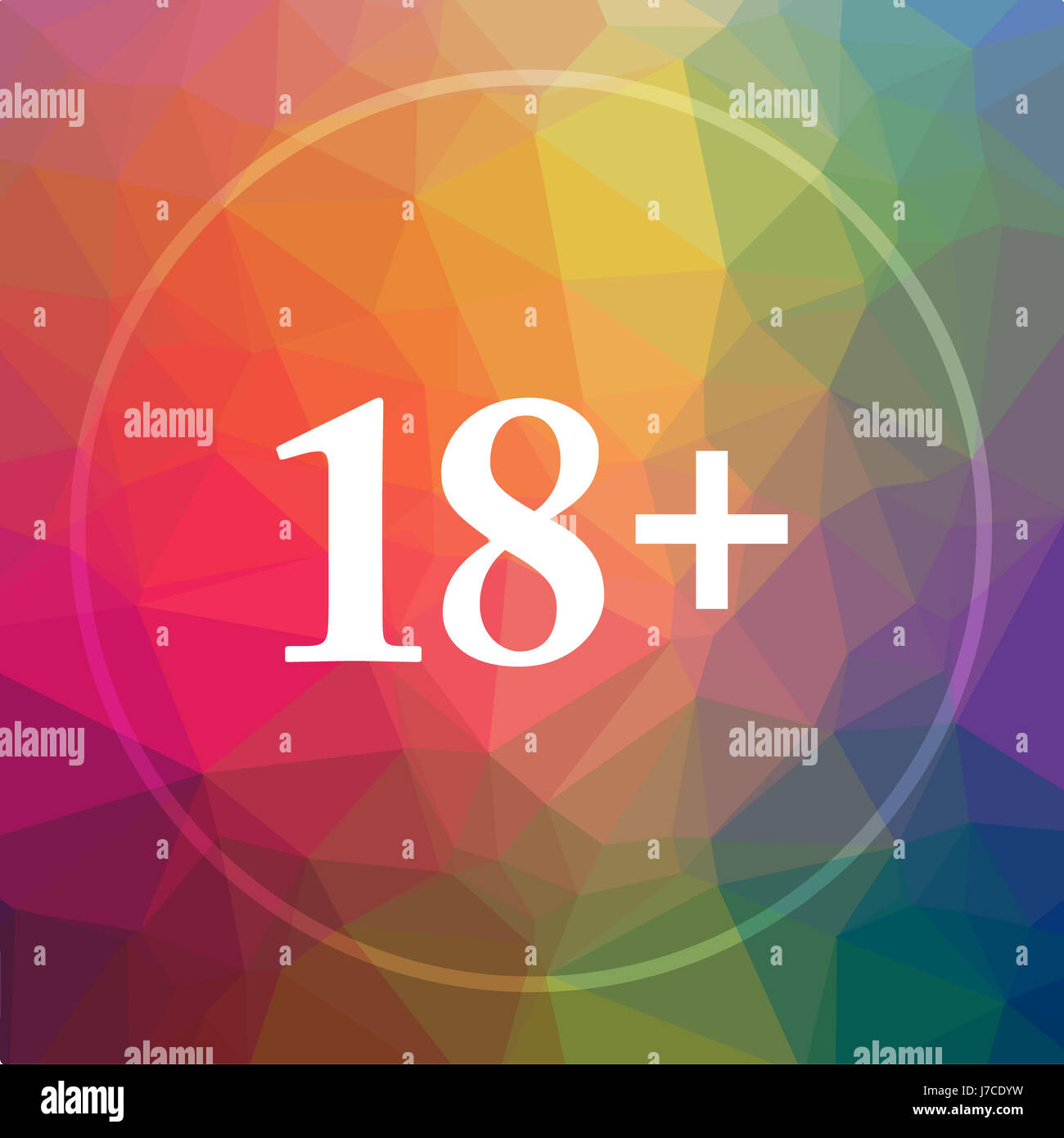 18 plus icon. 18 plus website button on low poly background Stock Photo ...