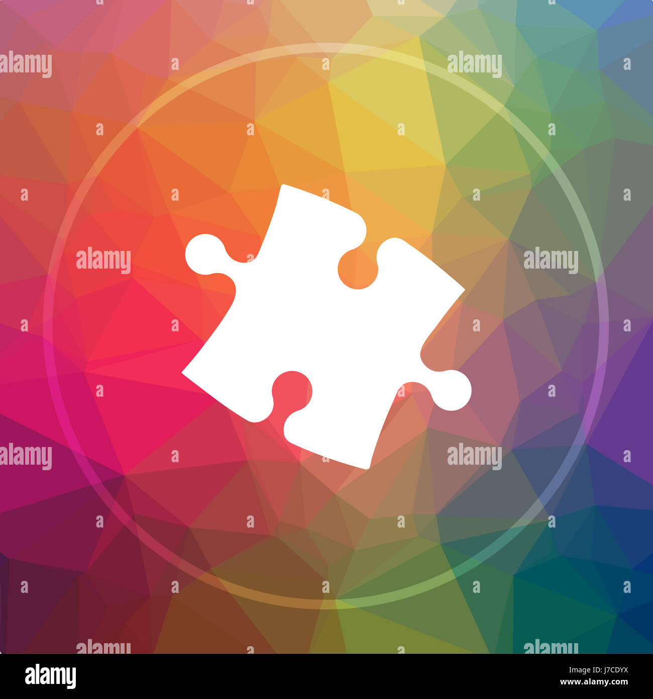 Puzzle piece icon. Puzzle piece website button on low poly background ...