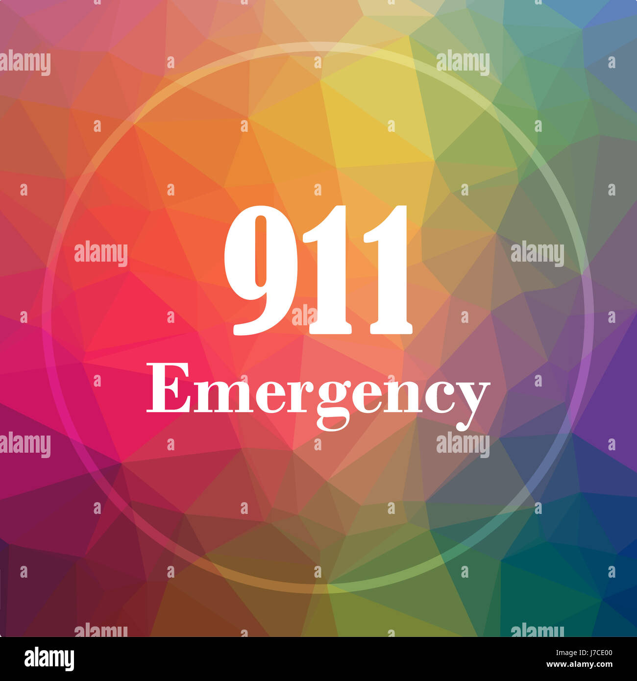 911 Emergency icon. 911 Emergency website button on low poly background ...