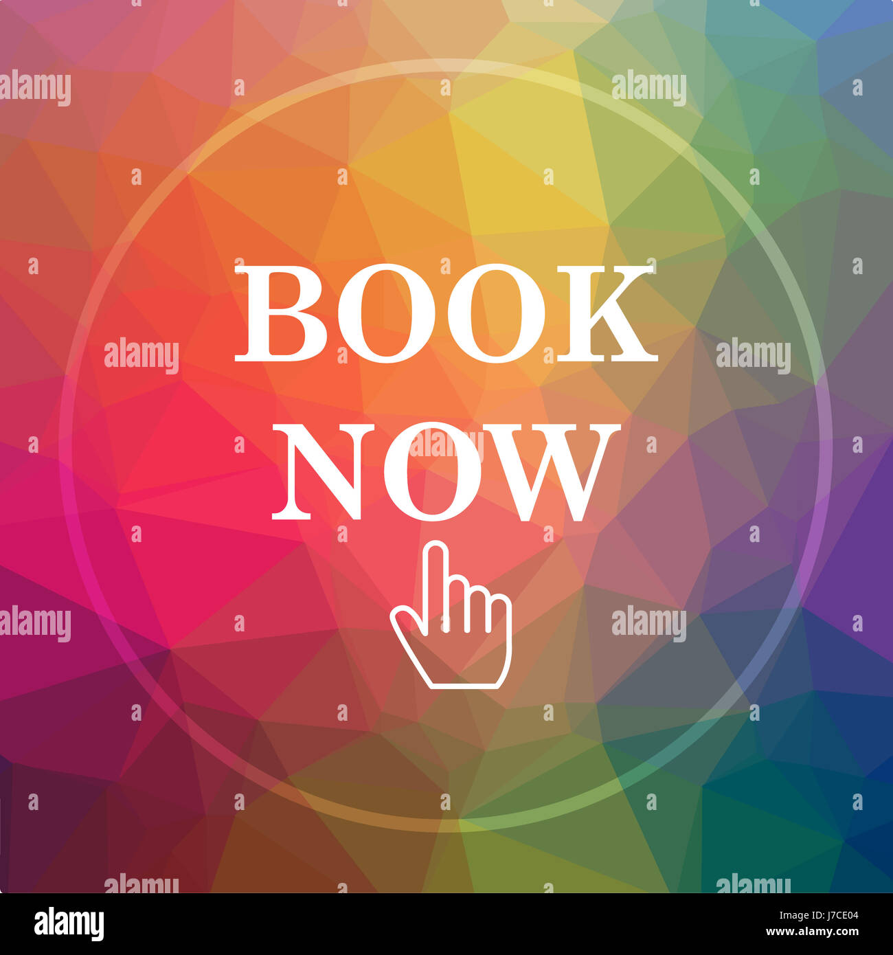 Book now icon. Book now website button on low poly background Stock ...