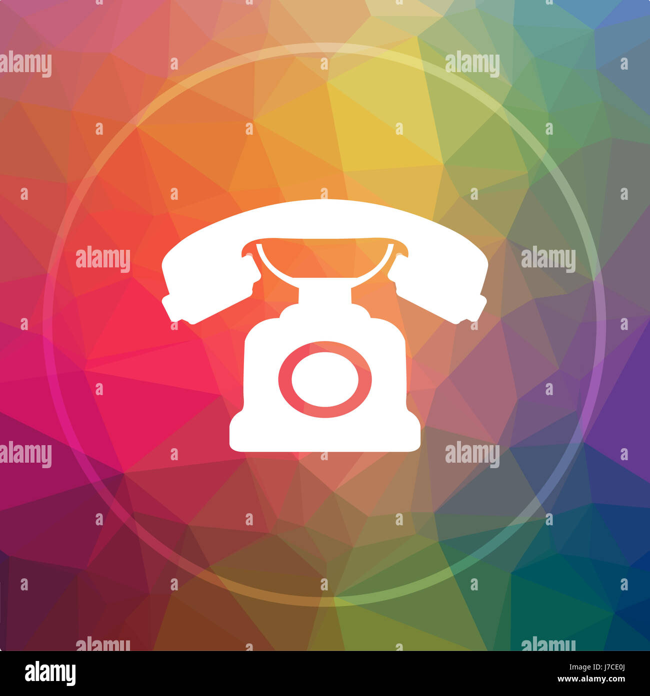 Phone icon. Phone website button on low poly background Stock Photo - Alamy