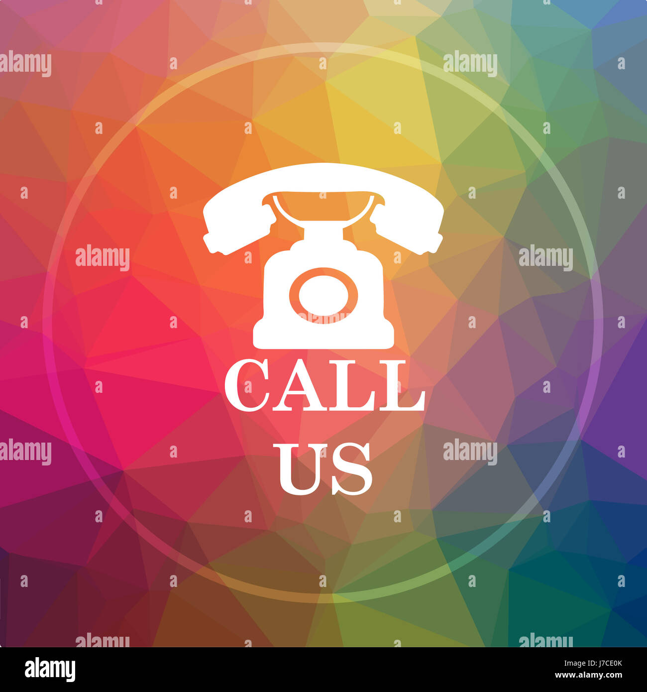 Call us icon. Call us website button on low poly background Stock Photo ...