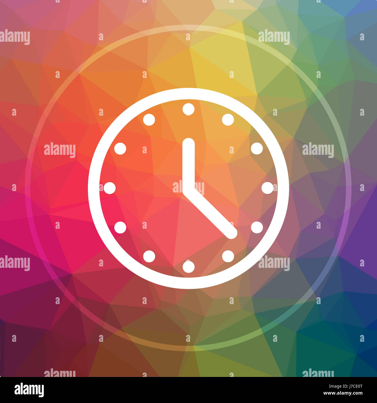 Clock icon. Clock website button on low poly background Stock Photo - Alamy