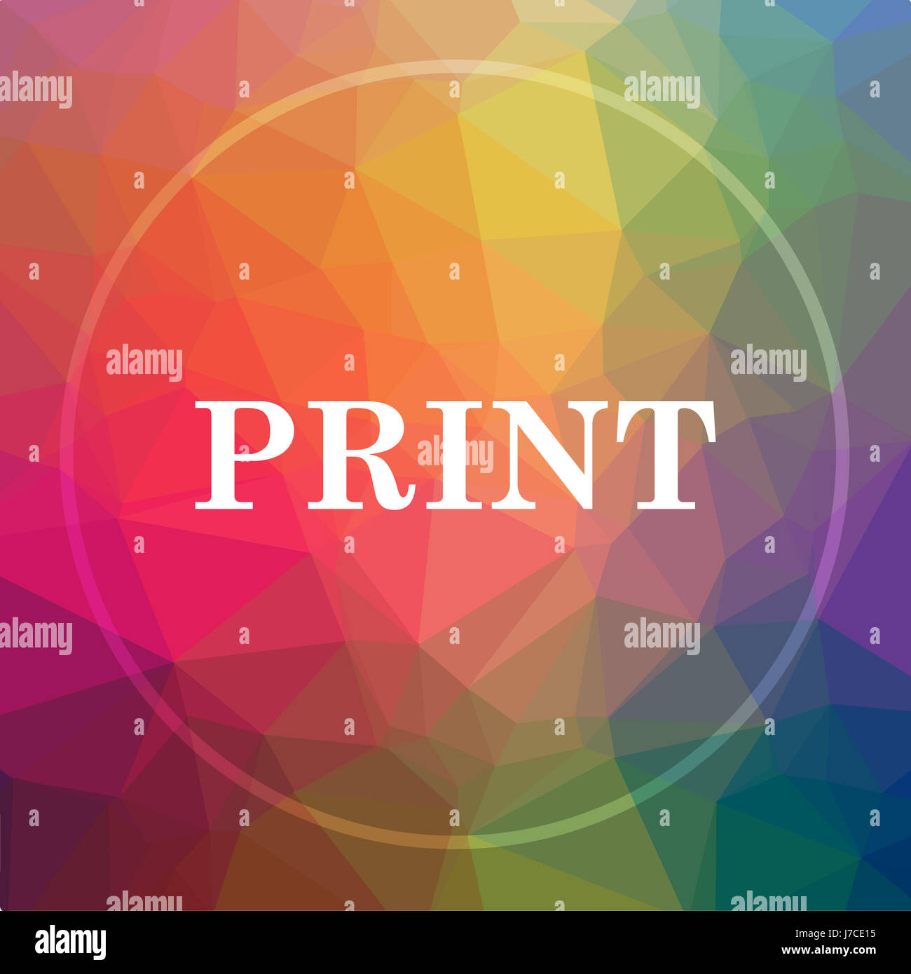 Print icon. Print website button on low poly background Stock Photo - Alamy