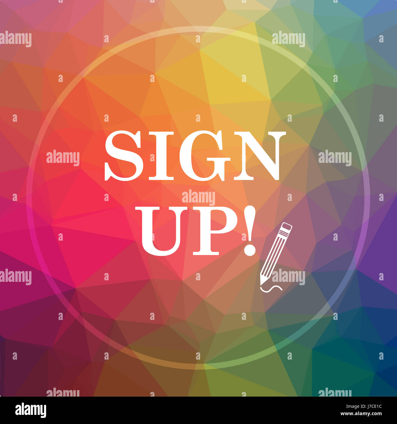 Sign up icon. Sign up website button on low poly background Stock Photo ...