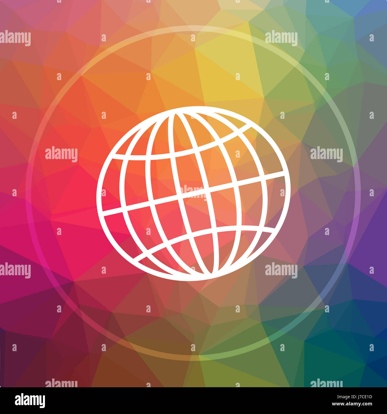 Globe icon. Globe website button on low poly background Stock Photo - Alamy