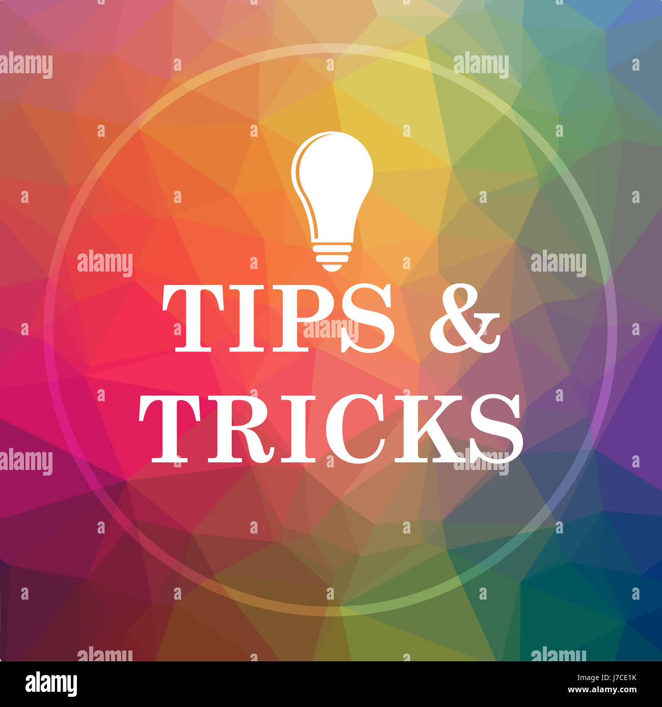 Tips and tricks icon. Tips and tricks website button on low poly ...