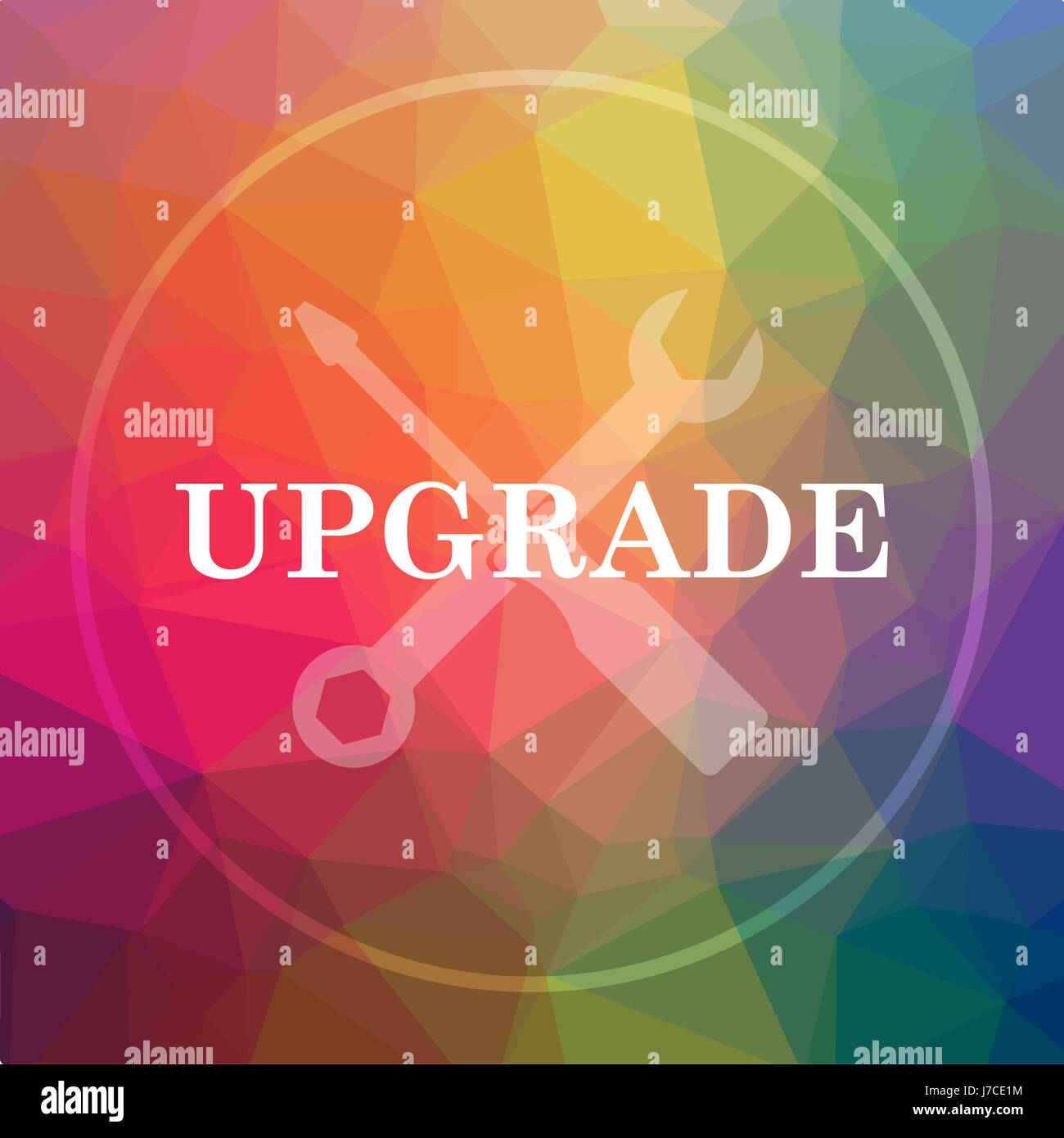 Upgrade icon. Upgrade website button on low poly background Stock Photo ...
