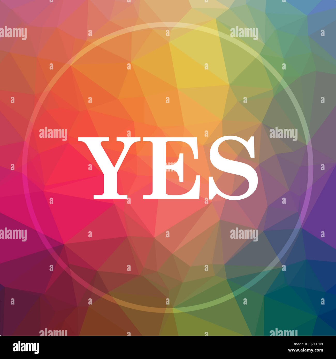 Yes icon. Yes website button on low poly background Stock Photo - Alamy