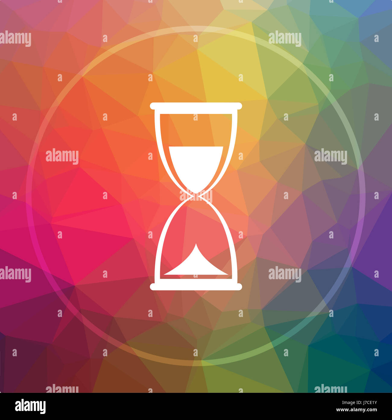 Hourglass icon. Hourglass website button on low poly background Stock ...
