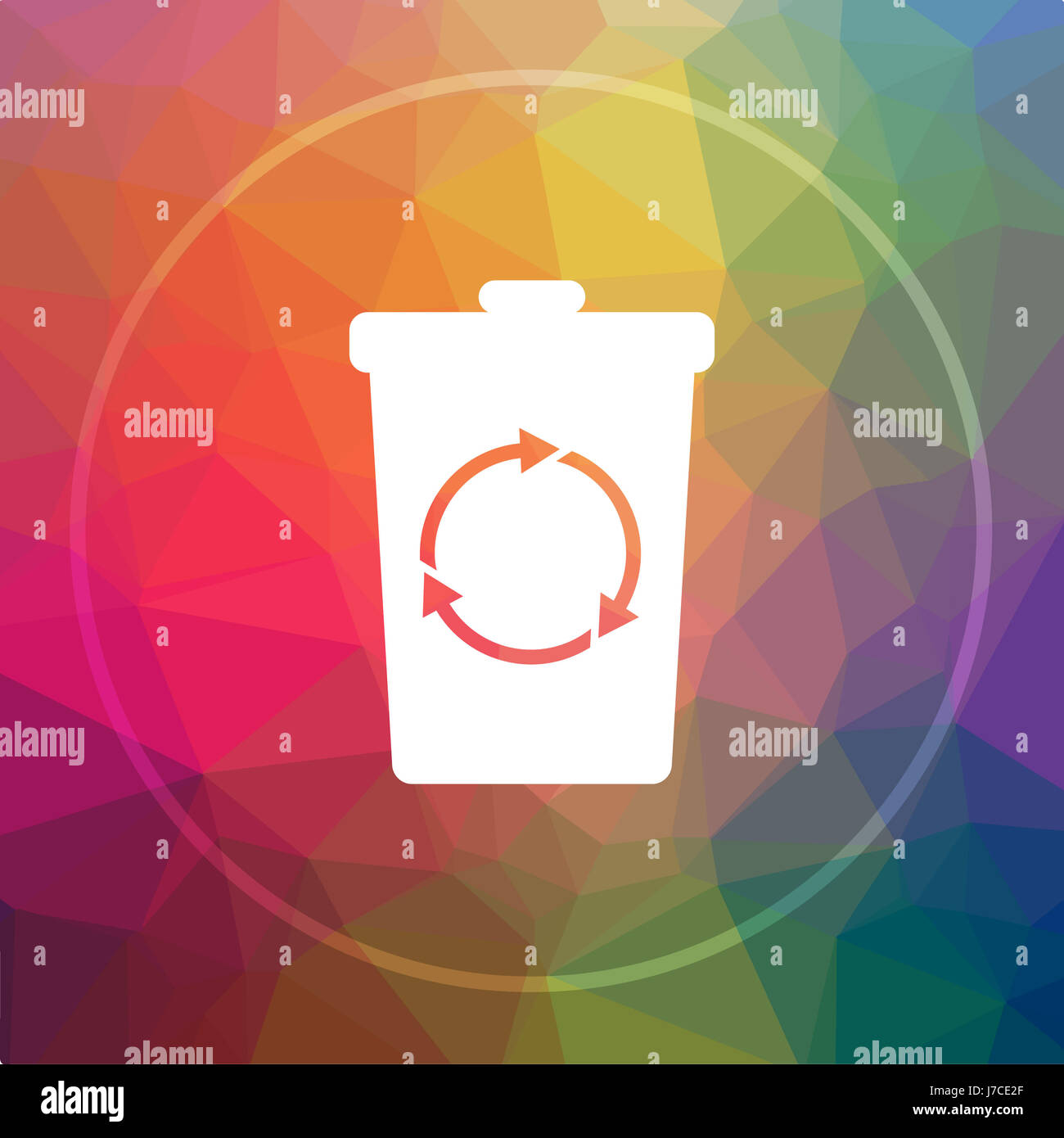 Recycle bin icon. Recycle bin website button on low poly background ...