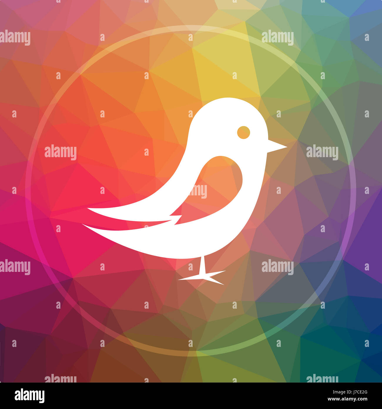 Bird icon. Bird website button on low poly background Stock Photo - Alamy